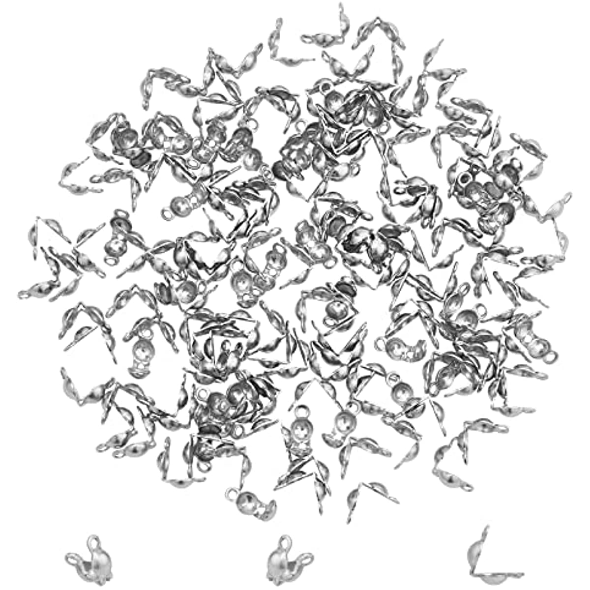 500pcs Stainless Steel Bead Tips Calotte Ends Clamshell Knot Cover Fold ...