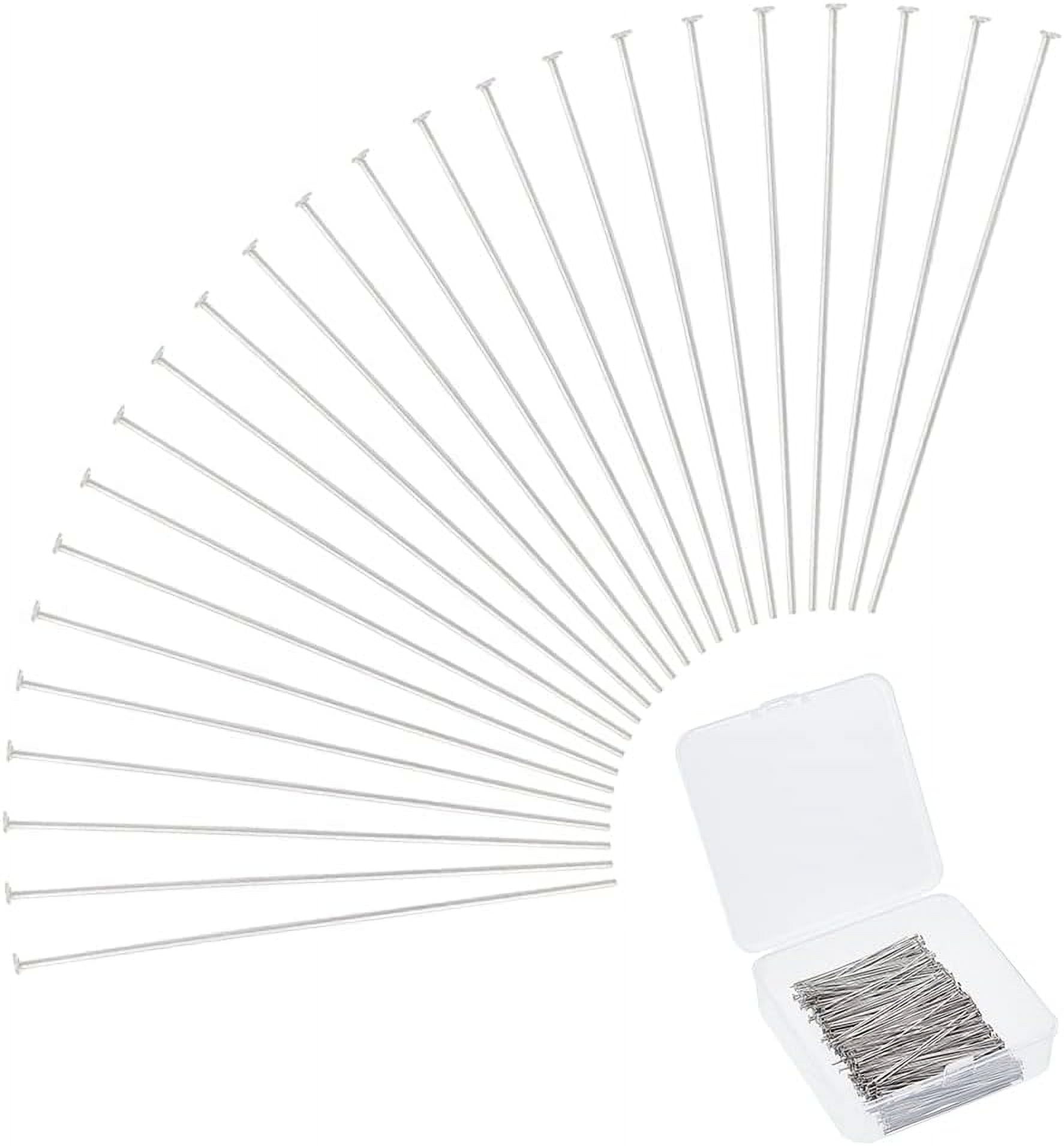 500pcs Stainless Steel Head Pins 50mm Long Flat Head pins Eye pins ...