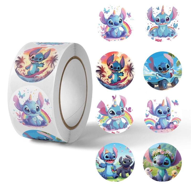 500pcs Stitch reward sticker roll, cartoon pattern, paper material ...
