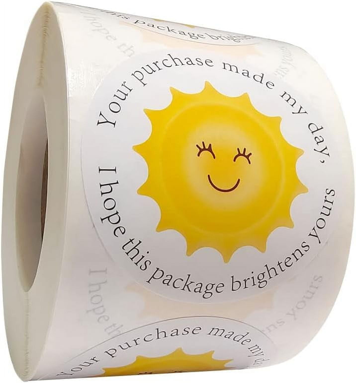 500pcs Thank You Business Stickers Round Yellow Sunshine Face Gift Wrap ...