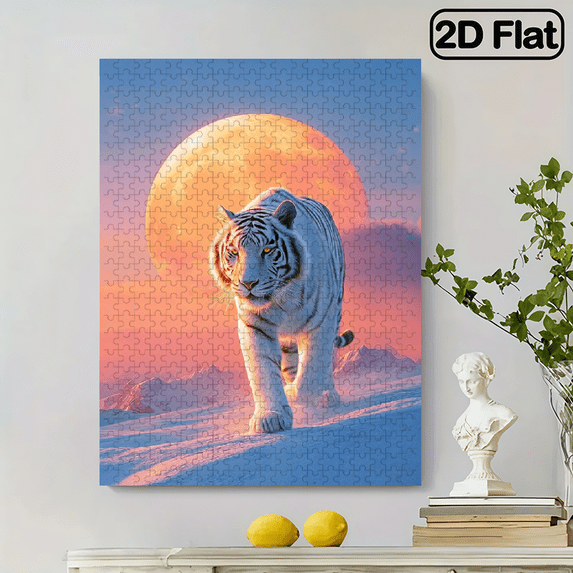 500pcs White Tiger Snow Puzzle, 20.4x15 Inch High-Difficulty Jigsaw ...