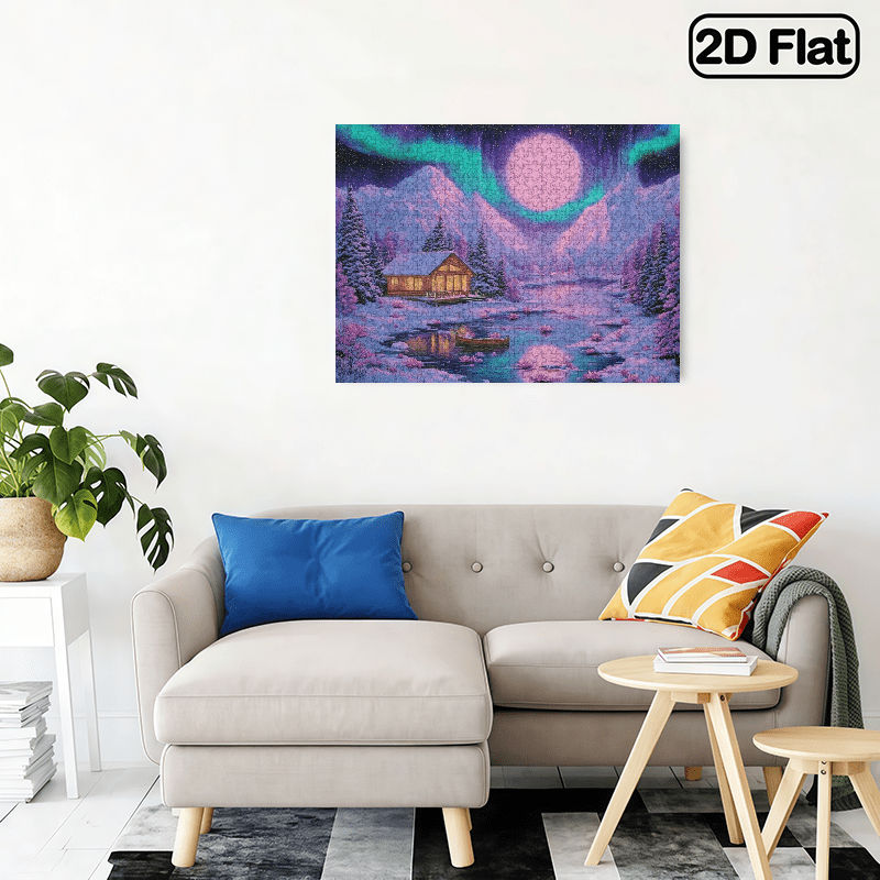 500pcs Winter Wonderland Puzzle with Northern Lights, Snowy Mountains ...