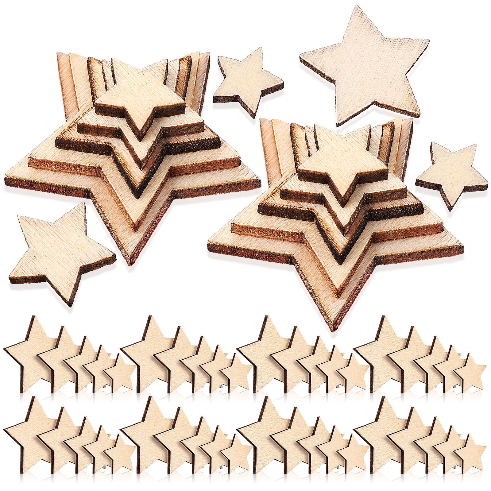 500pcs Unfinished Wooden Stars for Crafts, Blank Wood Star Pieces for ...
