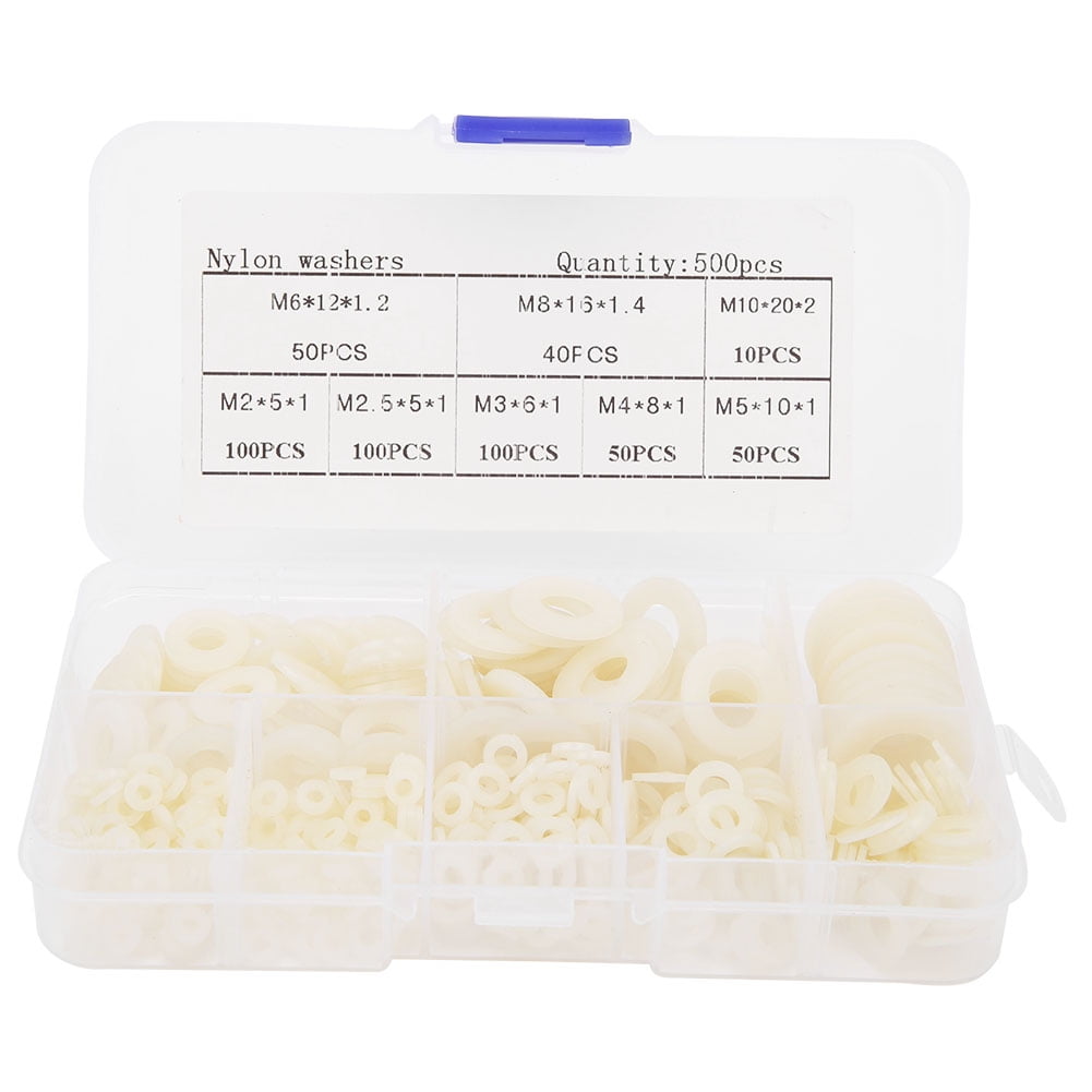 500pcs/box, Nylon Washer Set, M2 M2.5 M3 M4 M5 M6 M8 M10, Hardware ...