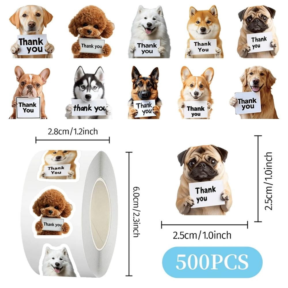 500pcs/roll Cute Cat And Dog Seal Stickers, Cute Gift Box Blessing ...
