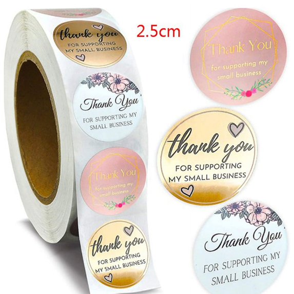 500pcs/roll Thank You Stickers Sealing Labels Adhesive Round Paper ...