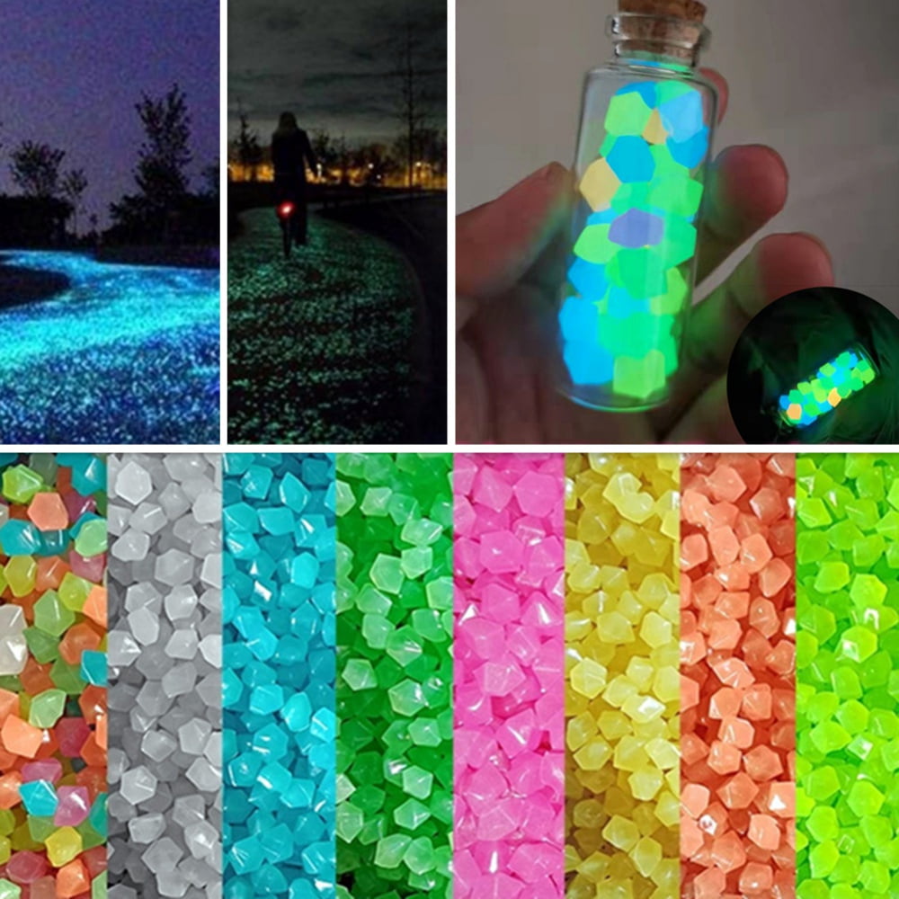 500x Luminous Pebbles Glow Stones Rocks in The Dark for Garden Walkways ...