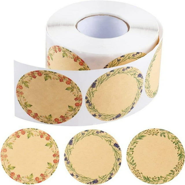 500x/Roll Round Stickers Food Labels Self-Adhesive Labels Writeable ...