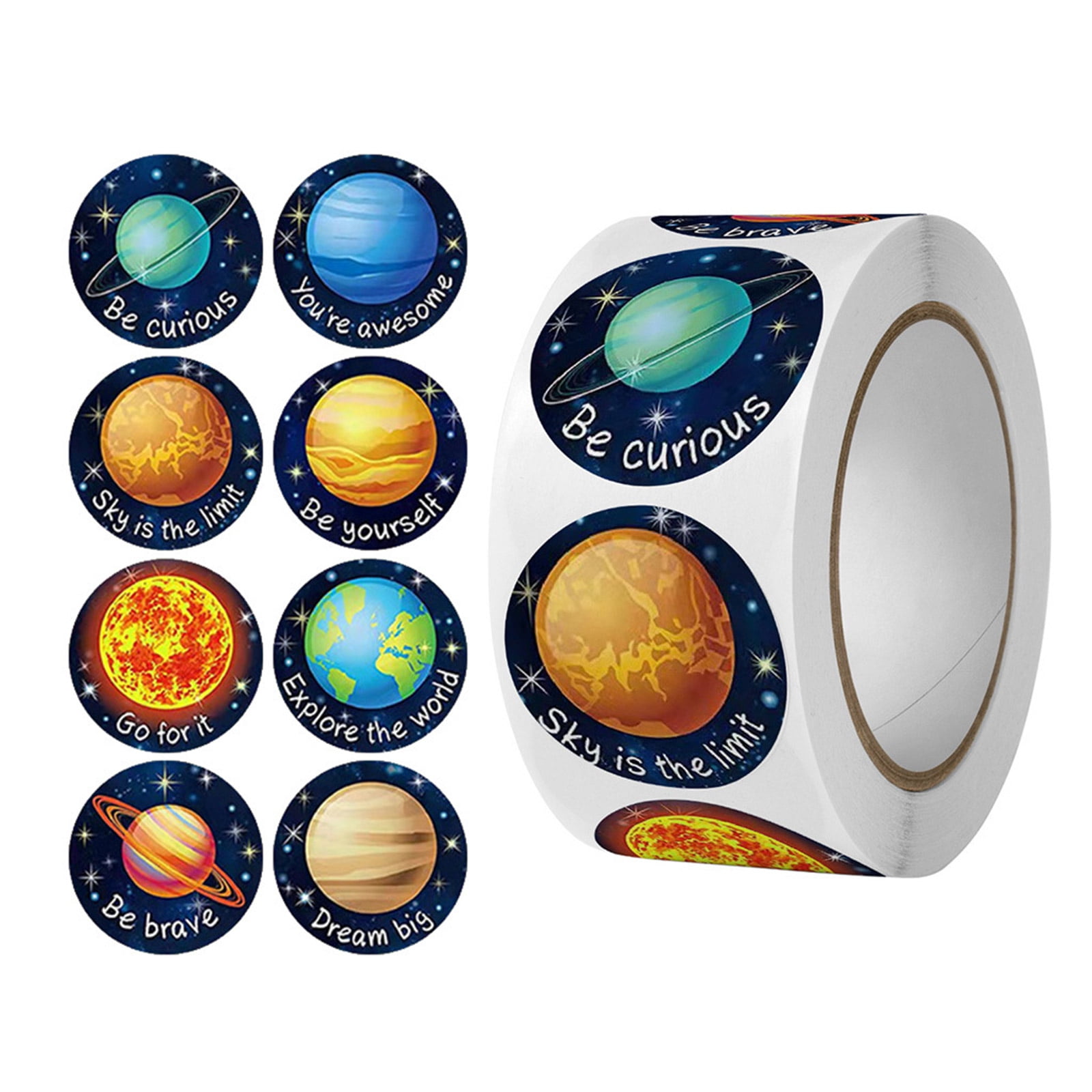 500x Solar Stickers Realistic Planet Labels Round Adhesive for Greeting ...