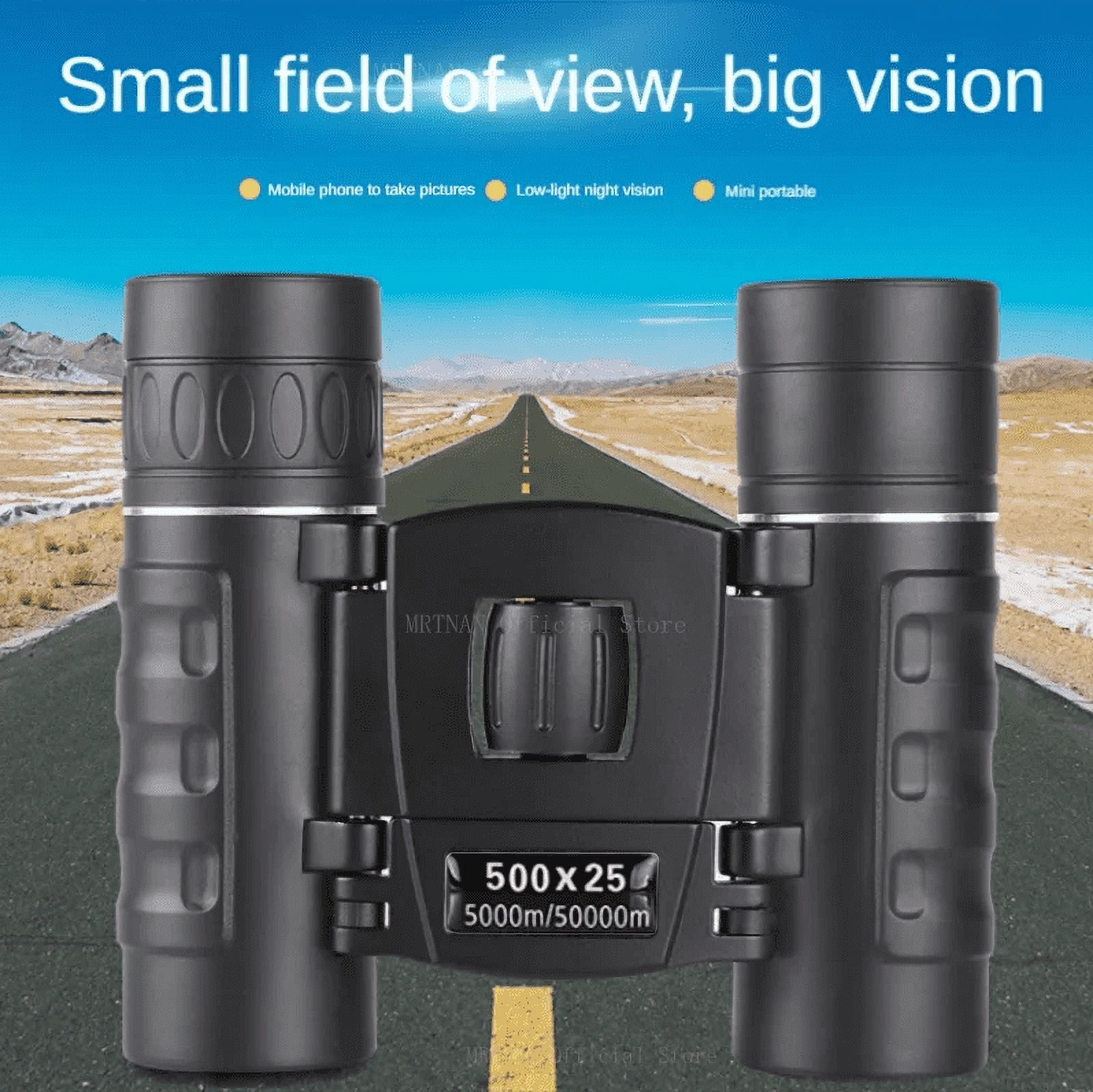 500x25 HD Zoom Portable Powerful Binoculars Long Range BAK4 Telescope Folding Optics for Outdoor ...