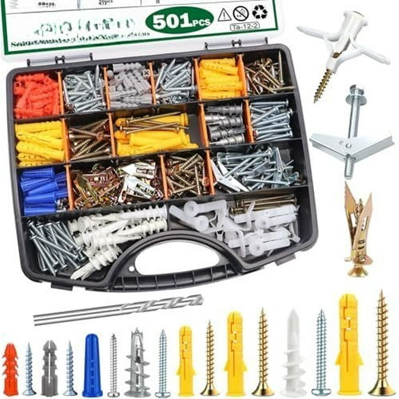 501 count Drywall&Hollow&Concrete Wall Anchors Toggle and Wing Nut with ...