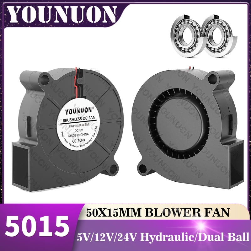 5015 50mm DC 24V 12V 5V 2Pin Dual Ball/Sleeve Bearing Brushless Cooling ...