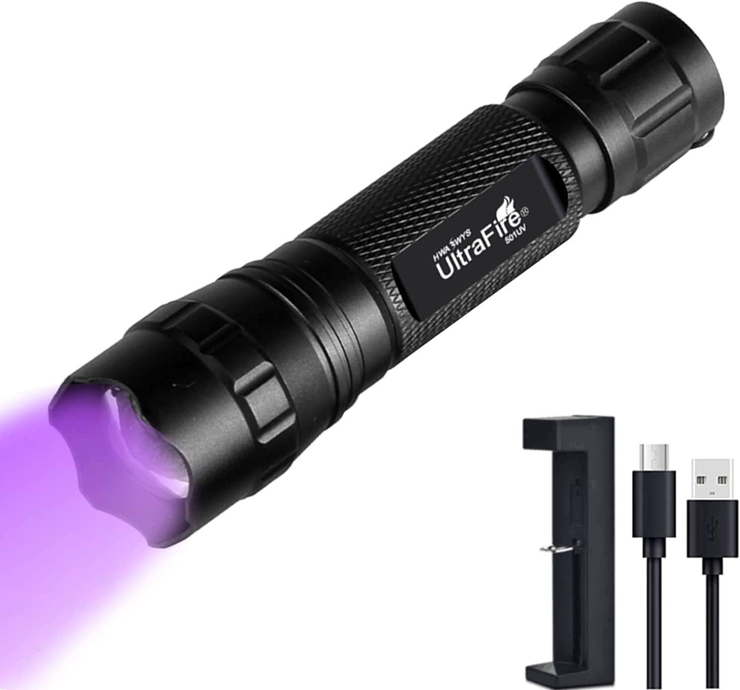 501B UV Flashlight Adjustable Focus 395nm Ultraviolet Black Light Mini ...