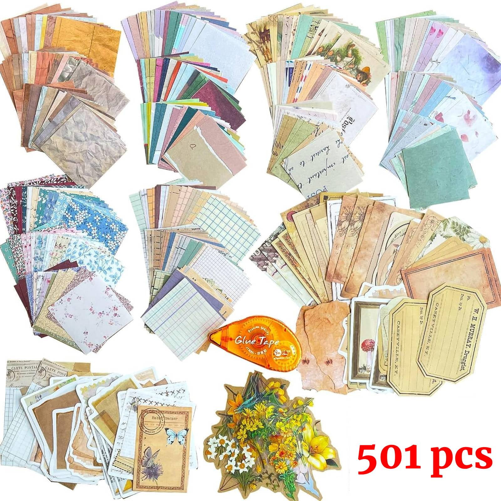 501PCS Vintage Scrapbook Paper, Scrapbooking Supplies Set Journaling ...