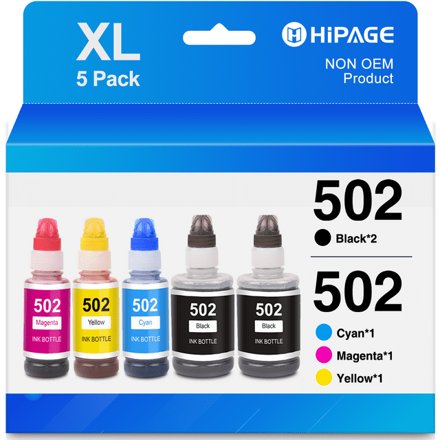 502 Ink for Epson 502 Ink Bottles for Epson 502 Ink (Black Cyan Magenta ...