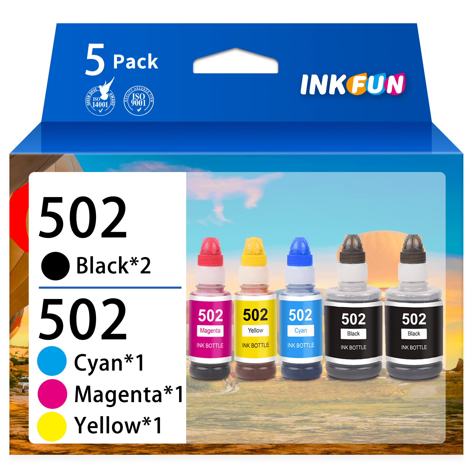 502 Ink Bottle for Epson 502 T502 Ecotank Refill Ink Bottle Black and ...
