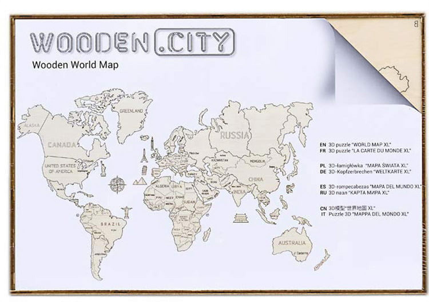 502340 Wooden City Wall Mounted World Map (22x15 inches - Medium) WM501 ...