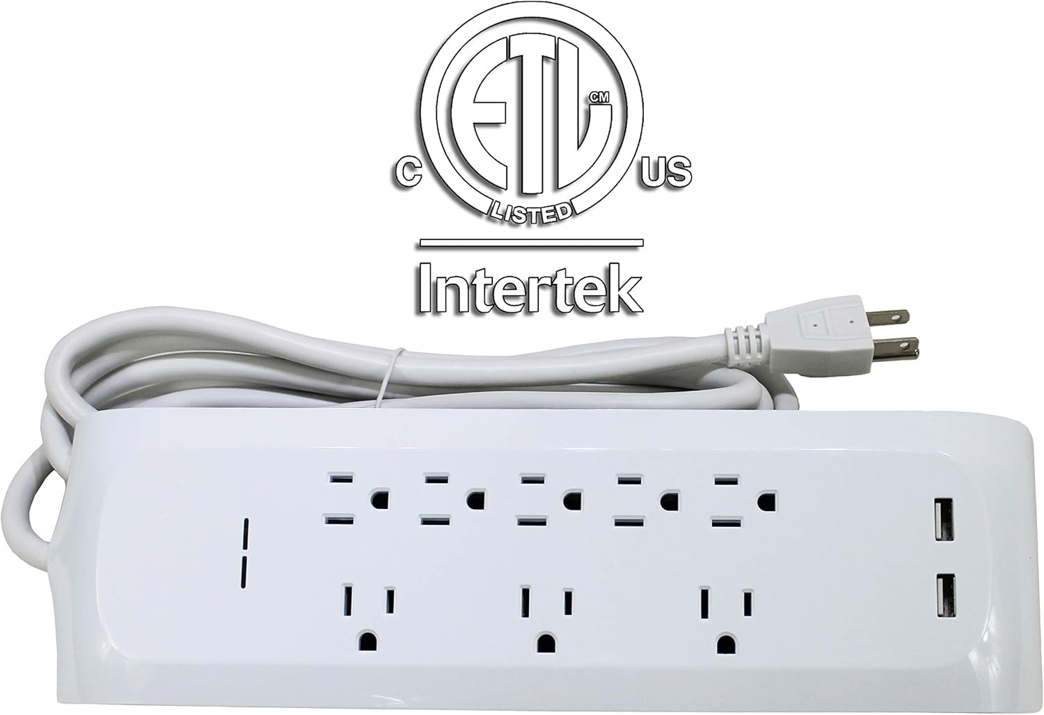 50390 900 Joule 8 Outlet Power Strip with 2 USB Charging Ports, 8 Foot ...