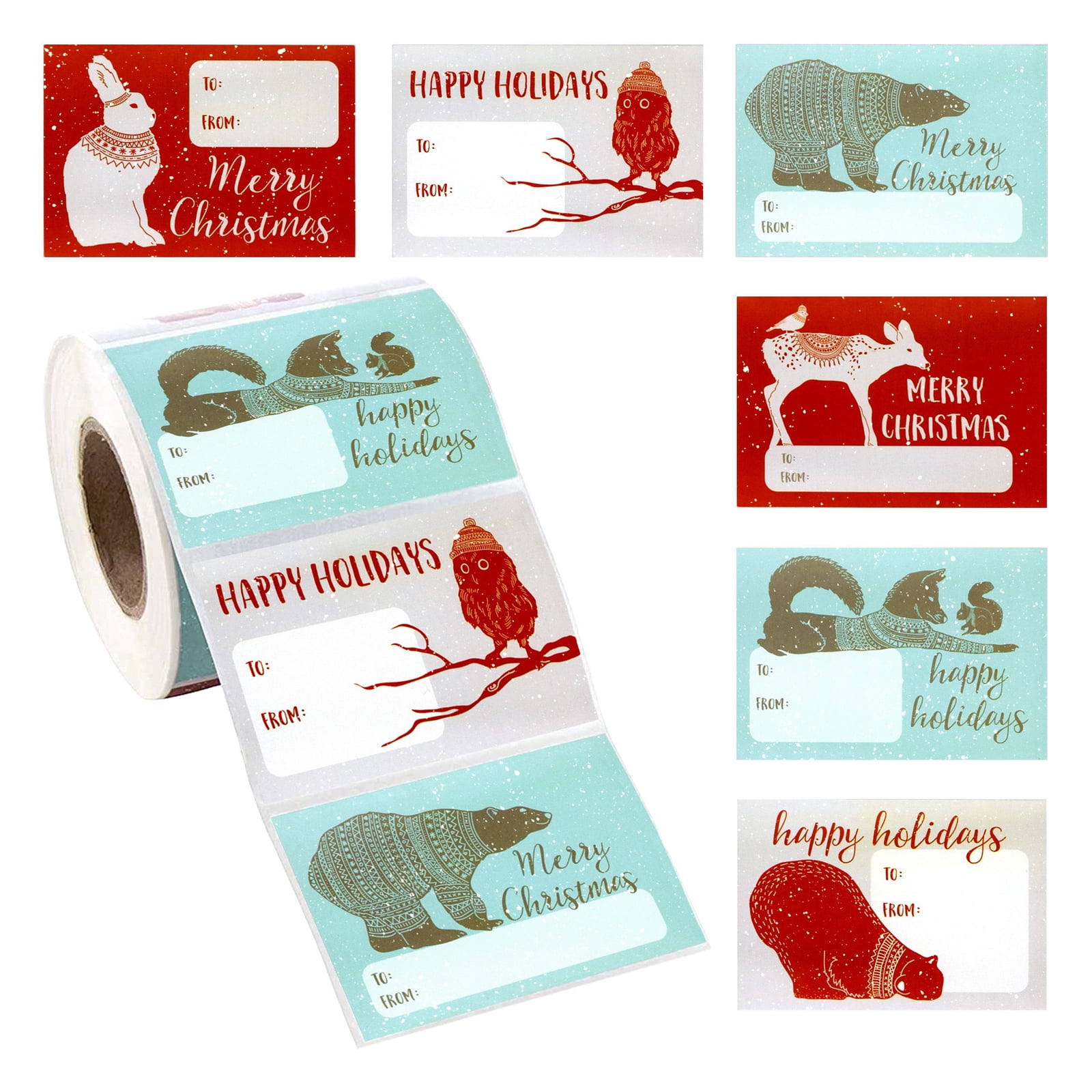 504 Pack Christmas Sticker Labels for Gifts, 6 Happy Holidays Winter ...