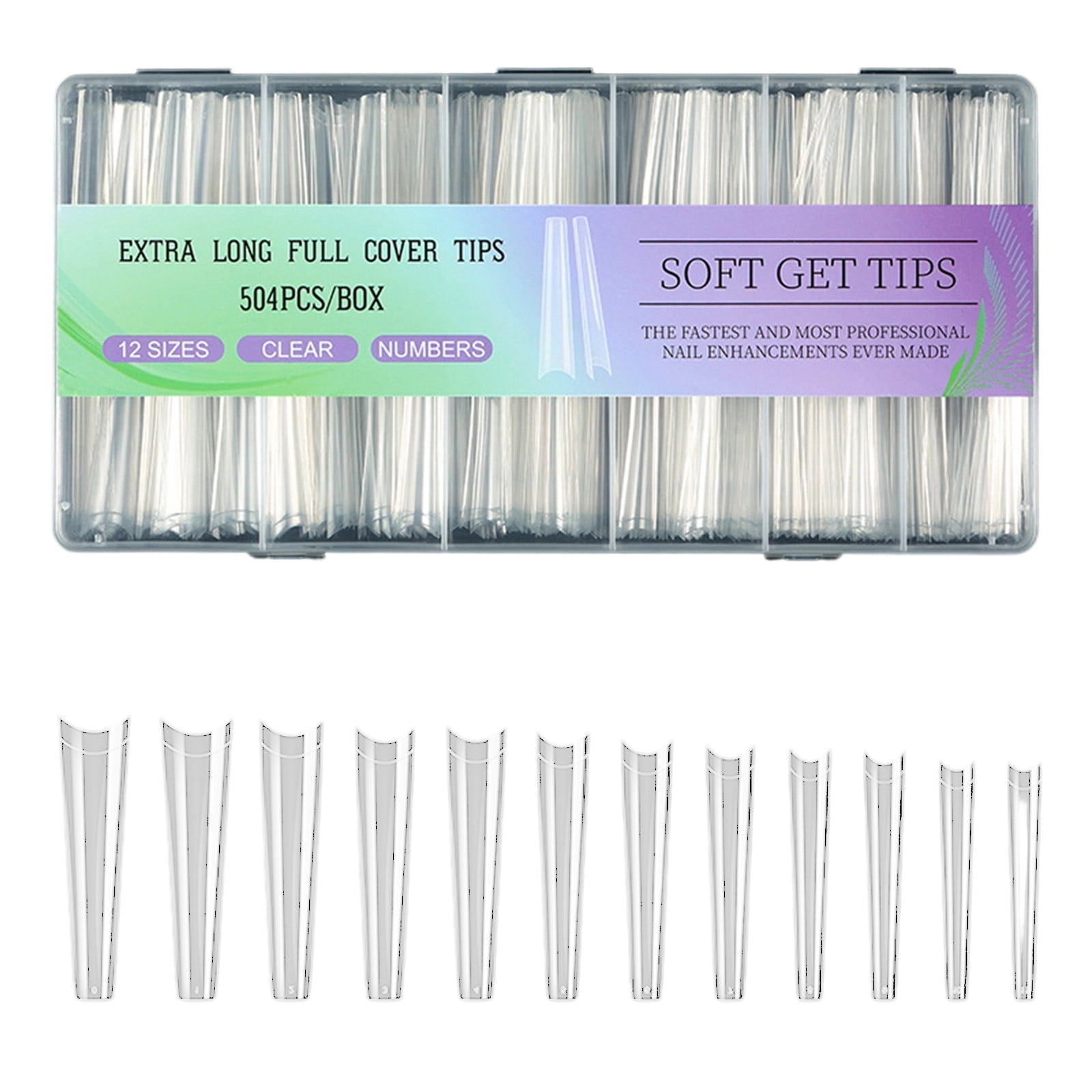 504Pcs False Nails Tips Full Covers Extra Long Fake Nails Clear Fashion ...