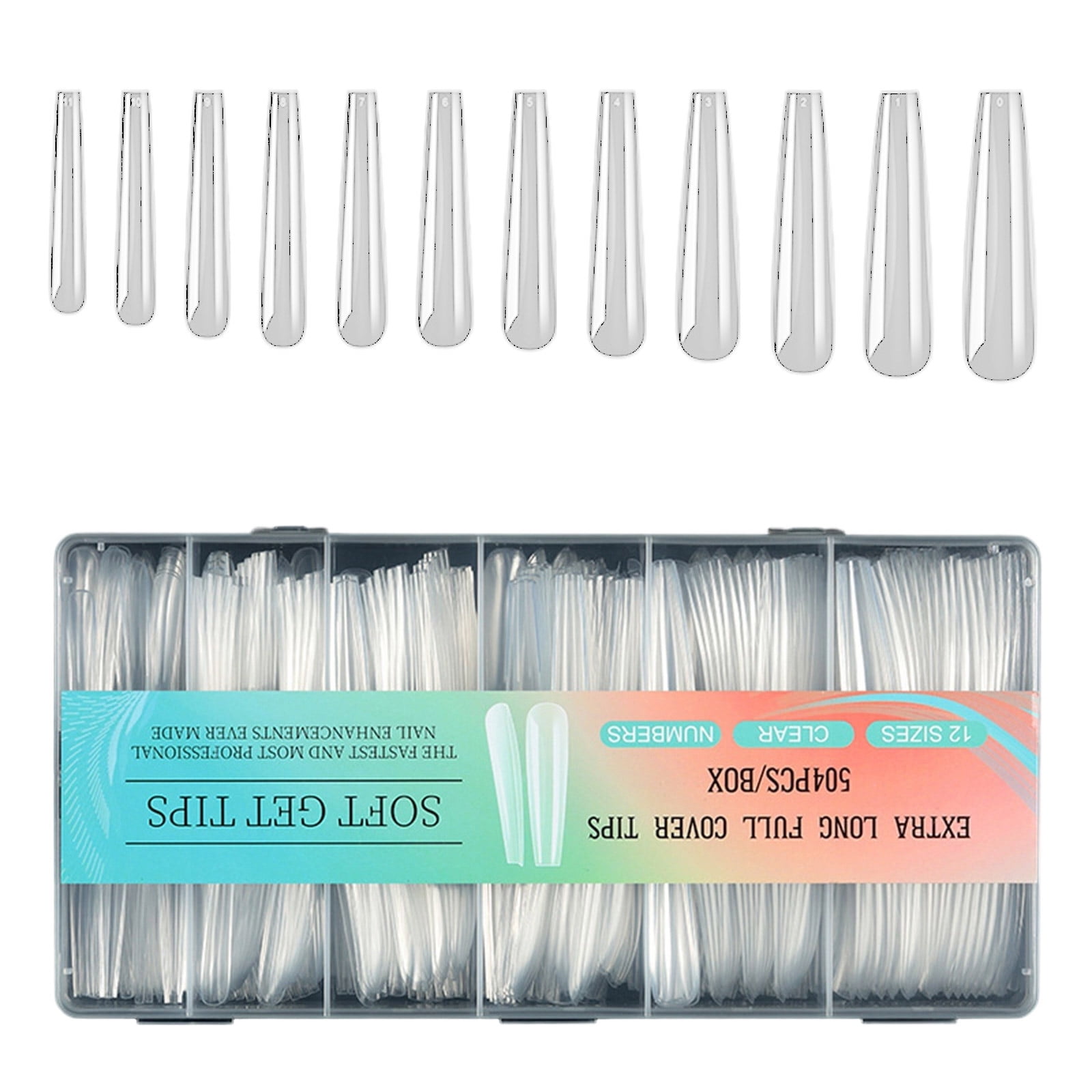 504Pcs False Nails Tips Full Covers Extra Long Fake Nails Clear Fashion ...