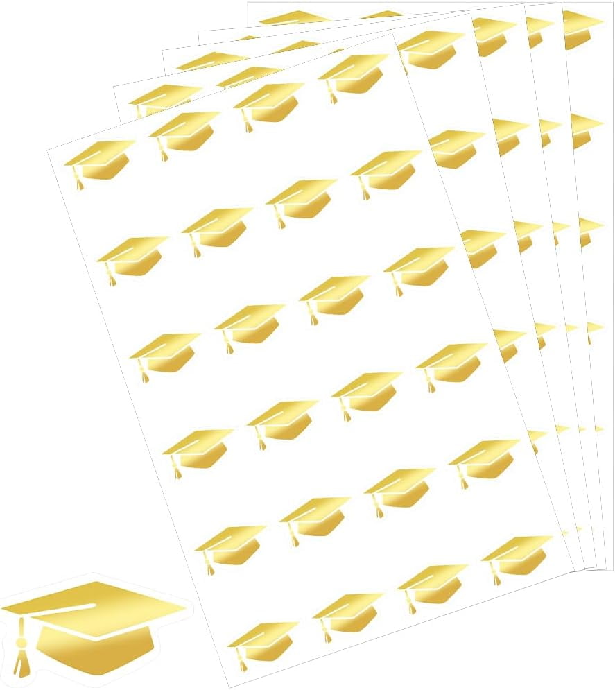 504Pcs Gold Graduation Caps Stickers Embossed Envelope Seal Stickers ...