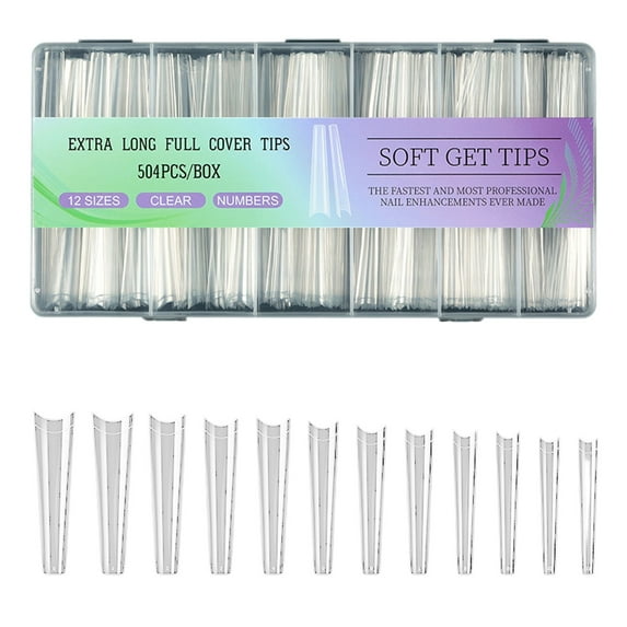 504Pcs Soft Gels Nails Tips Extra Long Full Covers False Nails Tips for ...