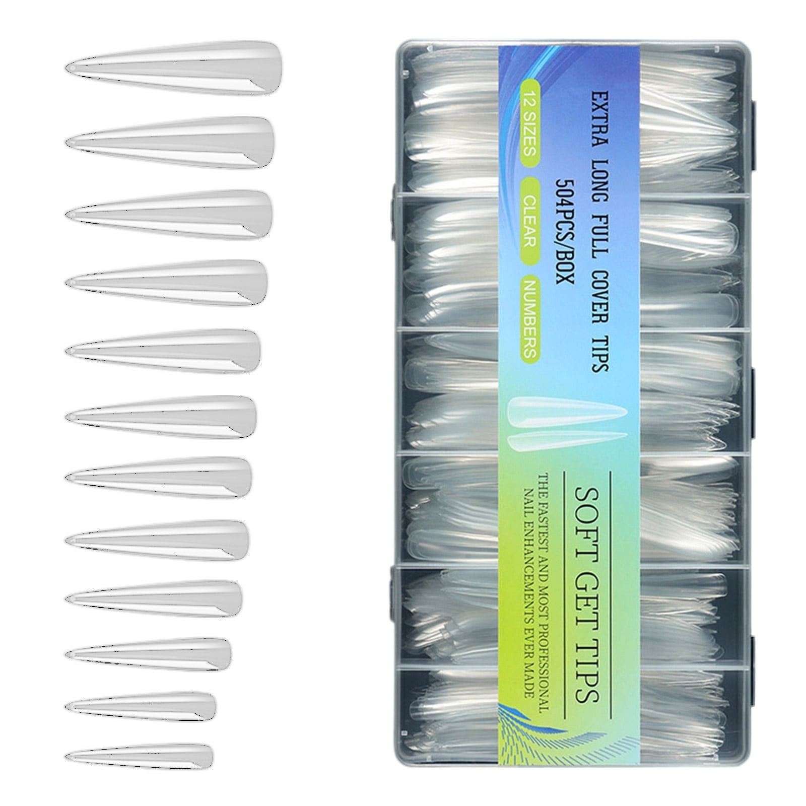 504Pcs Soft Gels Nails Tips Extra Long Full Covers False Nails Tips for ...