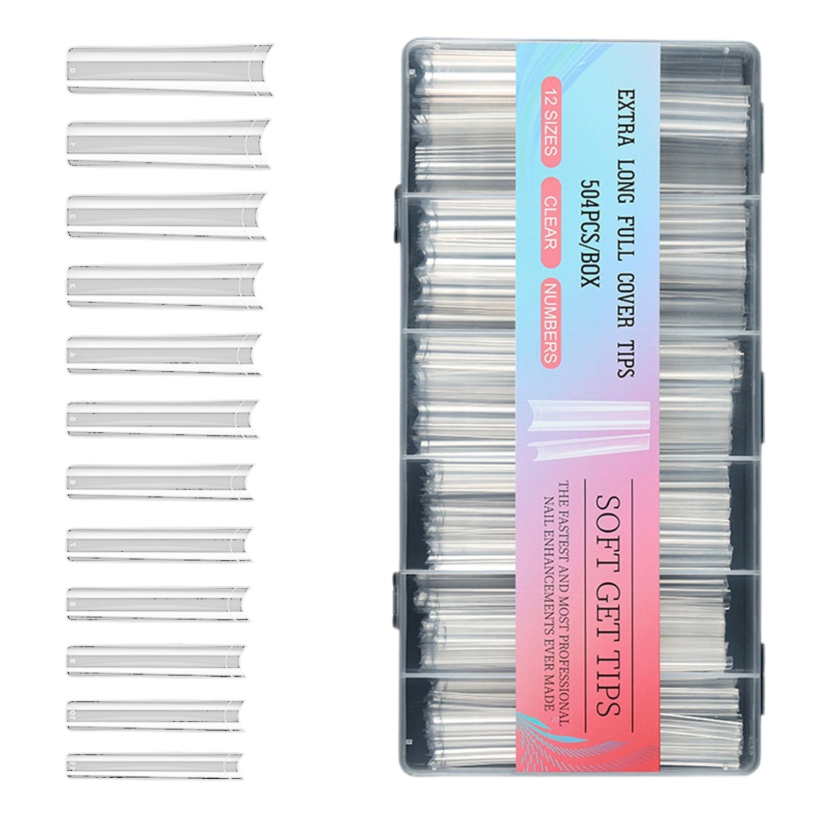 504Pcs/set Transparent Artificial Nails Kits Full Coverage Tips For ...