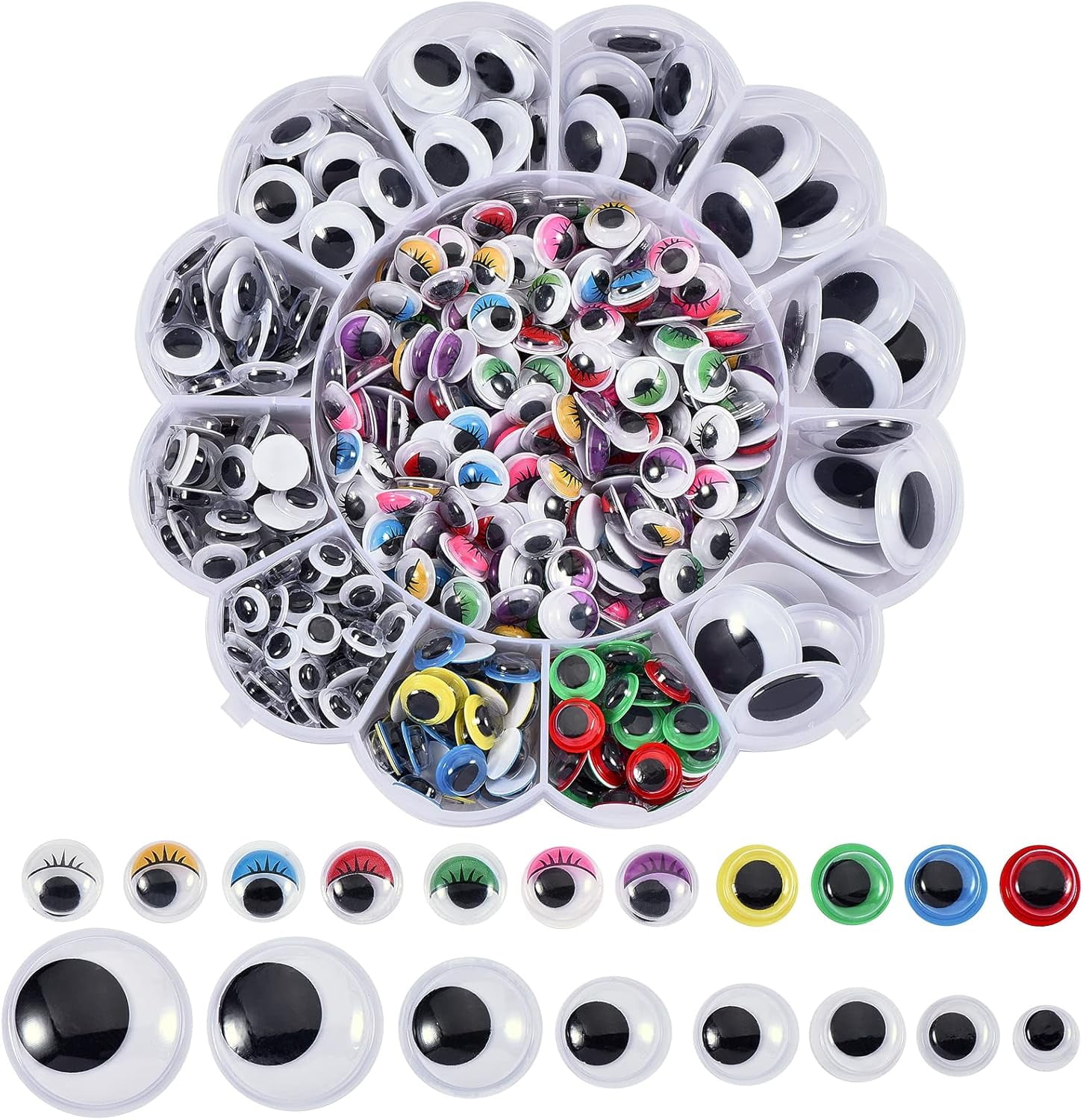 505 Pcs Mixed Wiggle Googly Eyes Cabochons Plastic Adhesive Wiggle Eyes Sticker for DIY Dolls ...