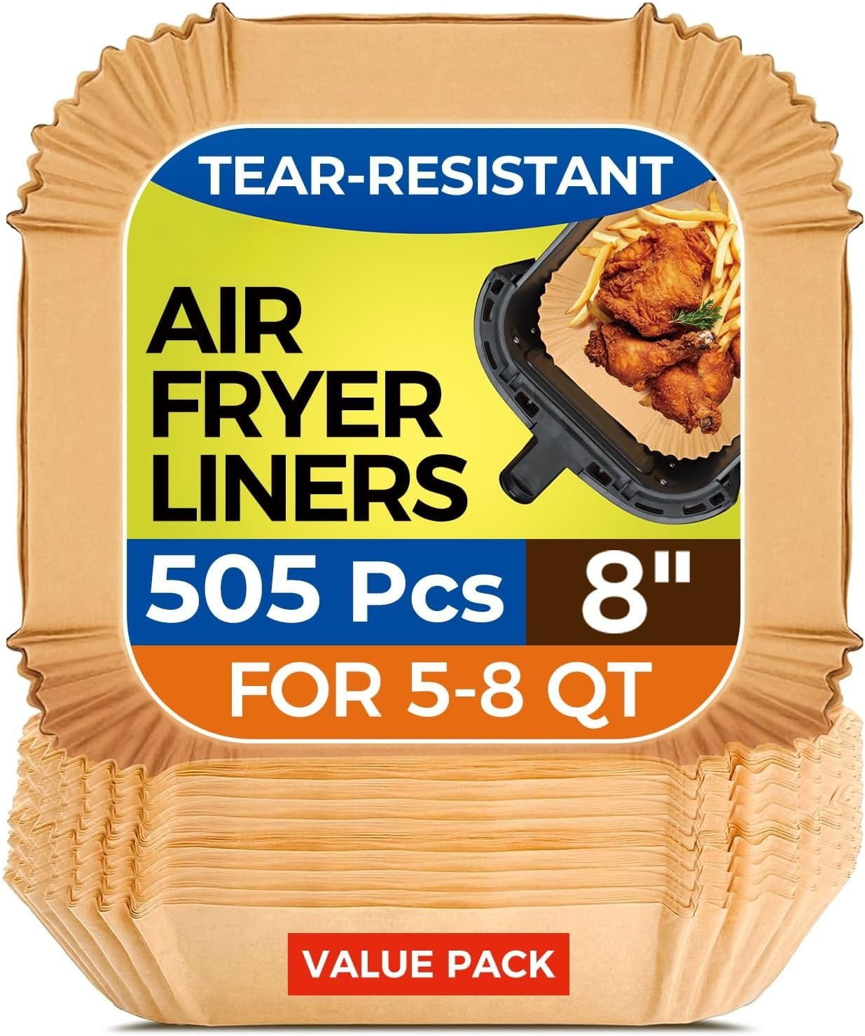505 count Air Fryer Liners Disposable, 8 inch Square Paper Liners ...