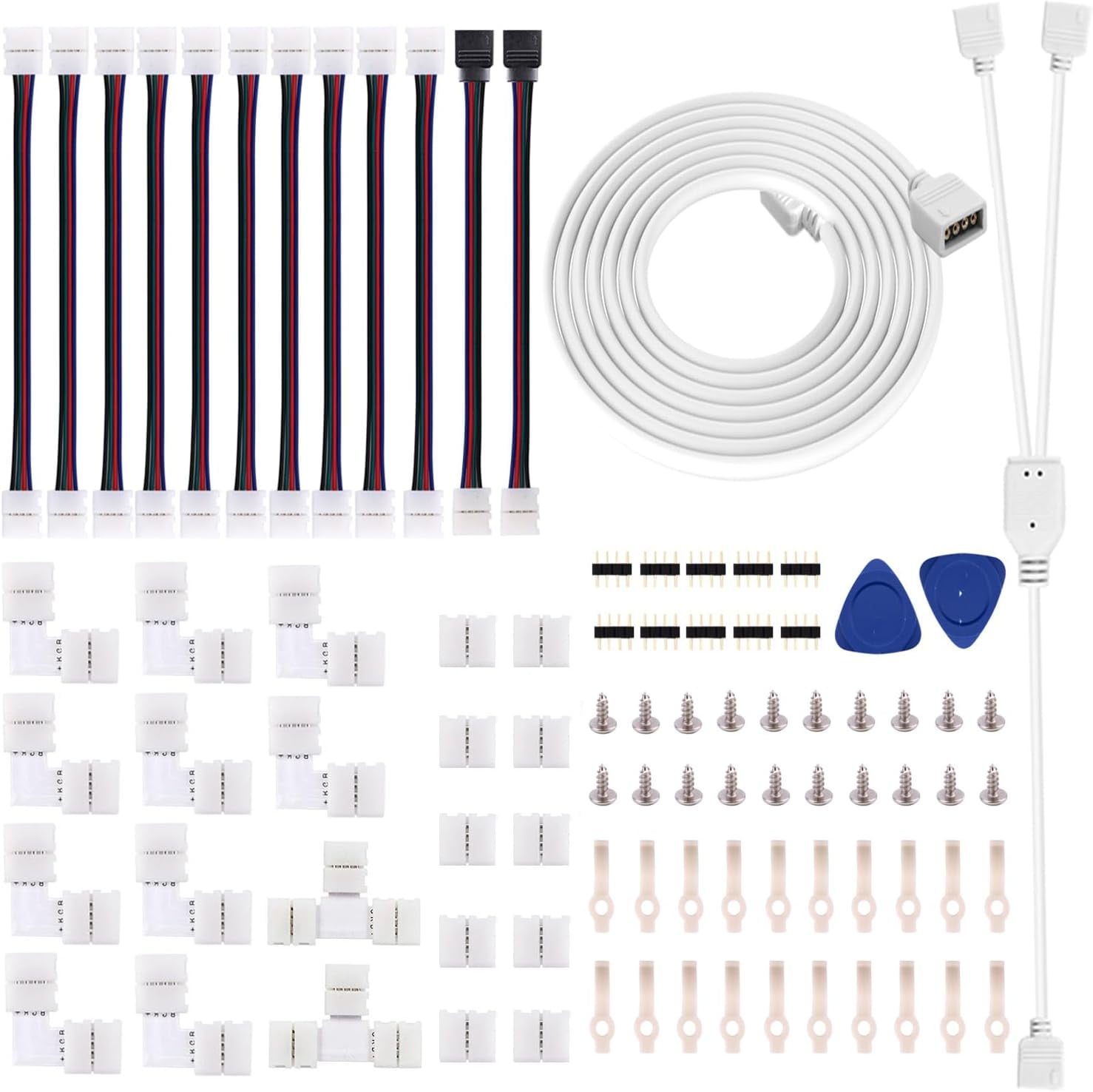 5050 4Pin LED Strip Connector Kit 10mm RGB 4 Pin LED Connector ...