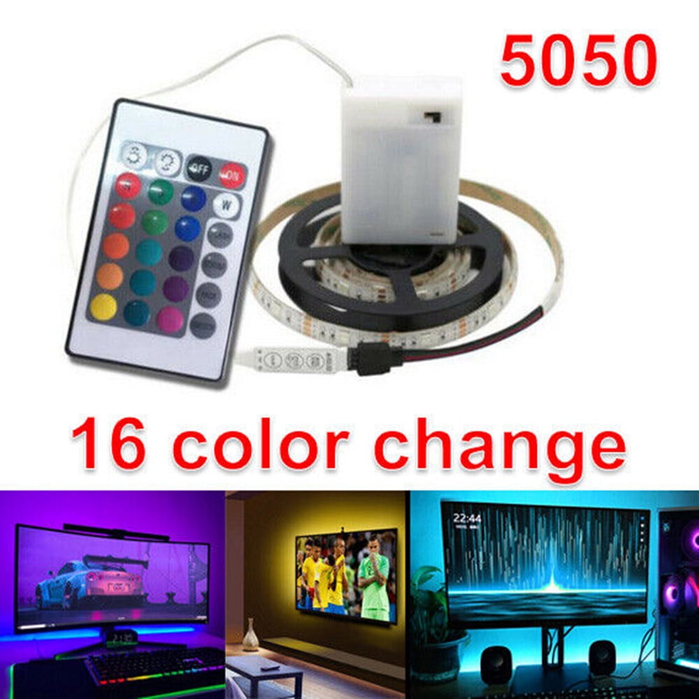 5050 RGB Waterproof LED Flexible Strip Light Battery Operated Portable ...