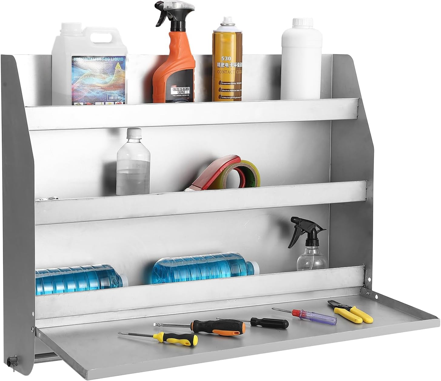 5052 Aluminum Work Station Storage Cabinet Flip-Out Work Tray & Paper ...