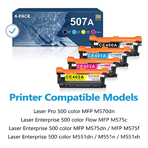 507A Black, Cyan, Yellow, Magenta Toner Cartridge (4-Pack) | 507A Toner ...