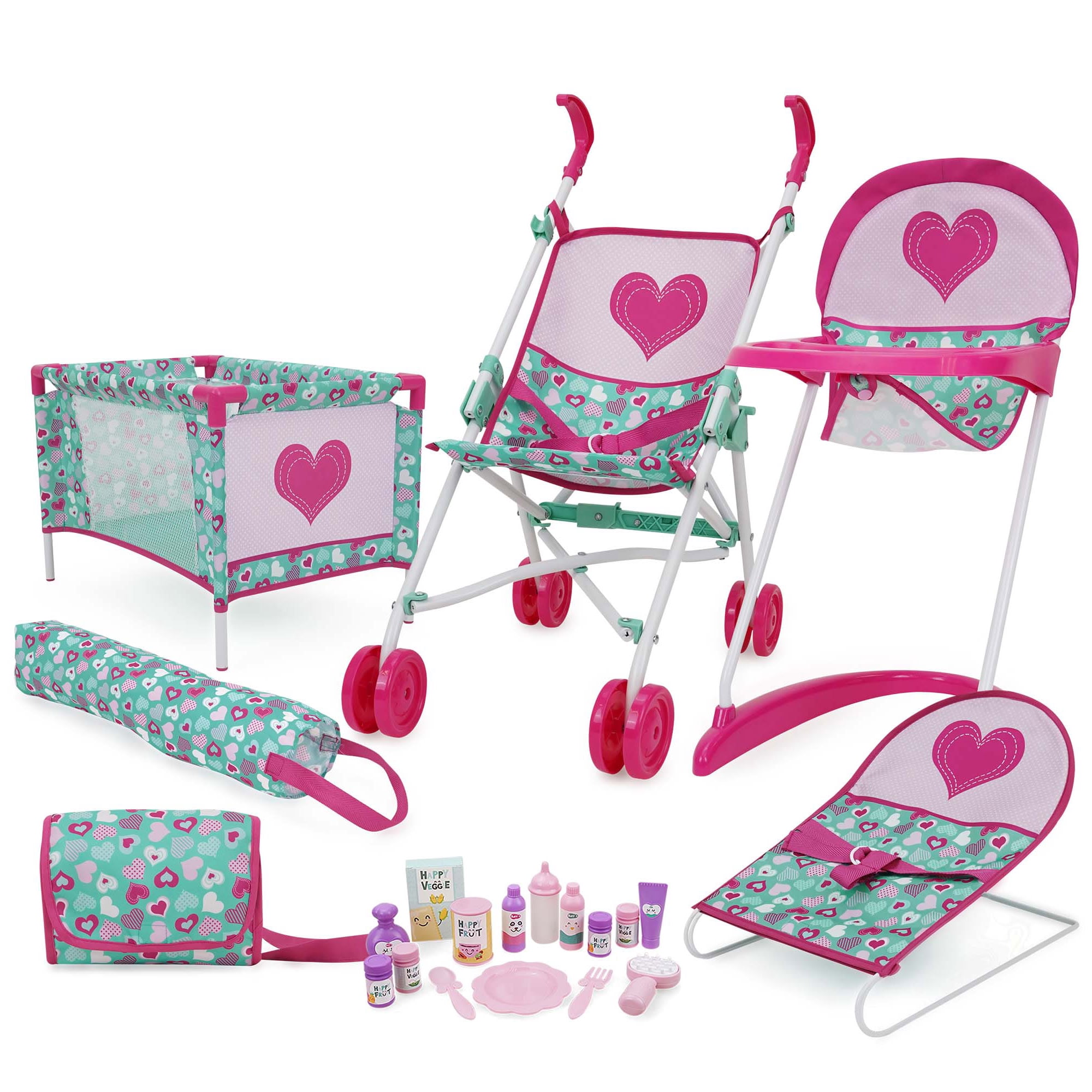 509 Crew: Mint Heart - Bouncer Doll Play Set - Pink & Green, Furniture ...