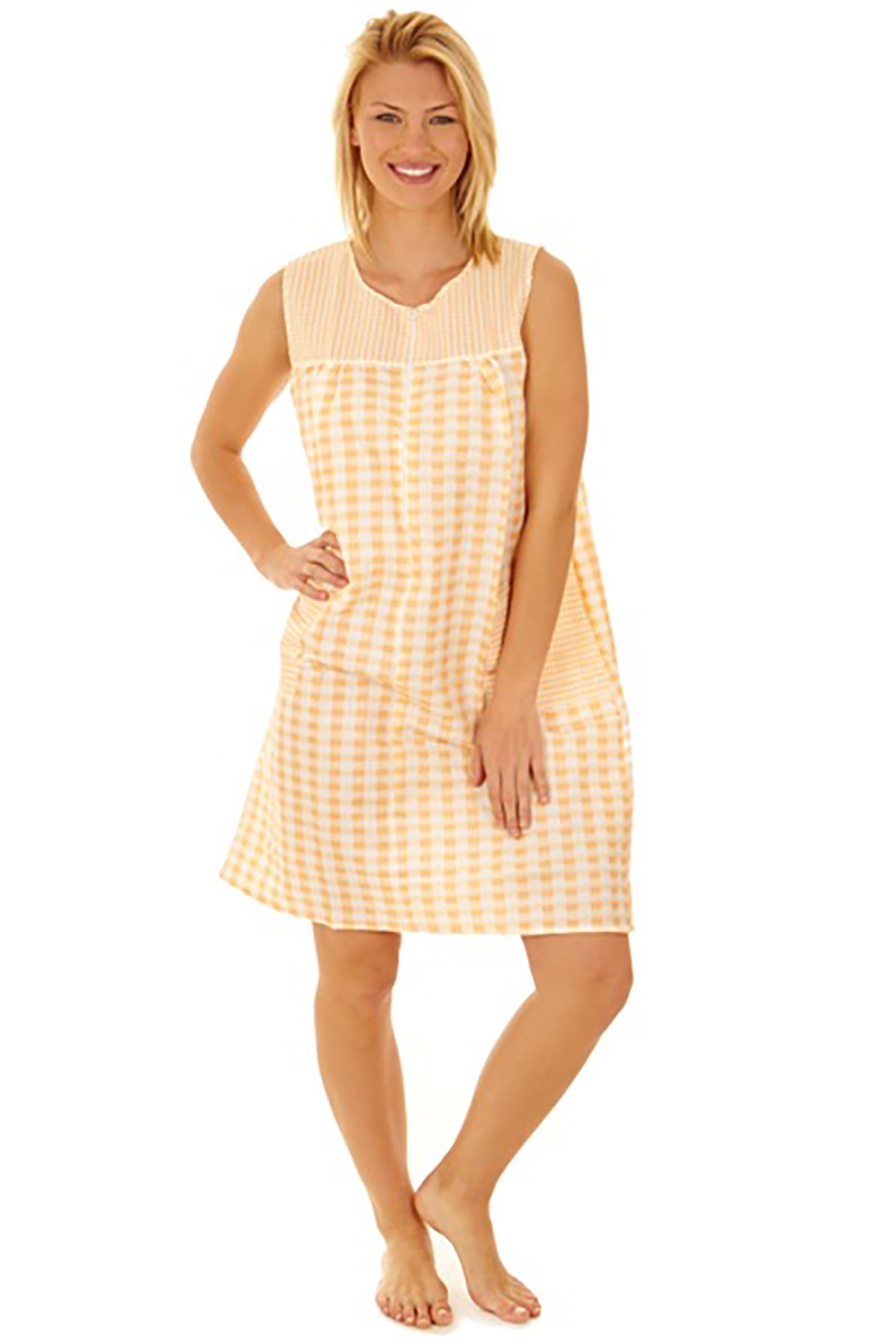 509 Women's Zipper Front House Dress Duster Sleeveless Housecoat ...