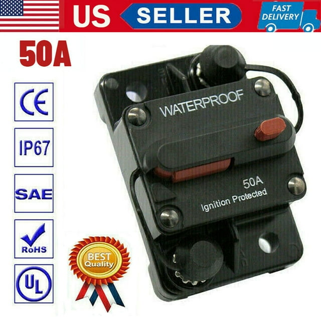 50A 50AMP Car A Circuit Breaker Dual Battery IP67 Waterproof 12V 24V ...