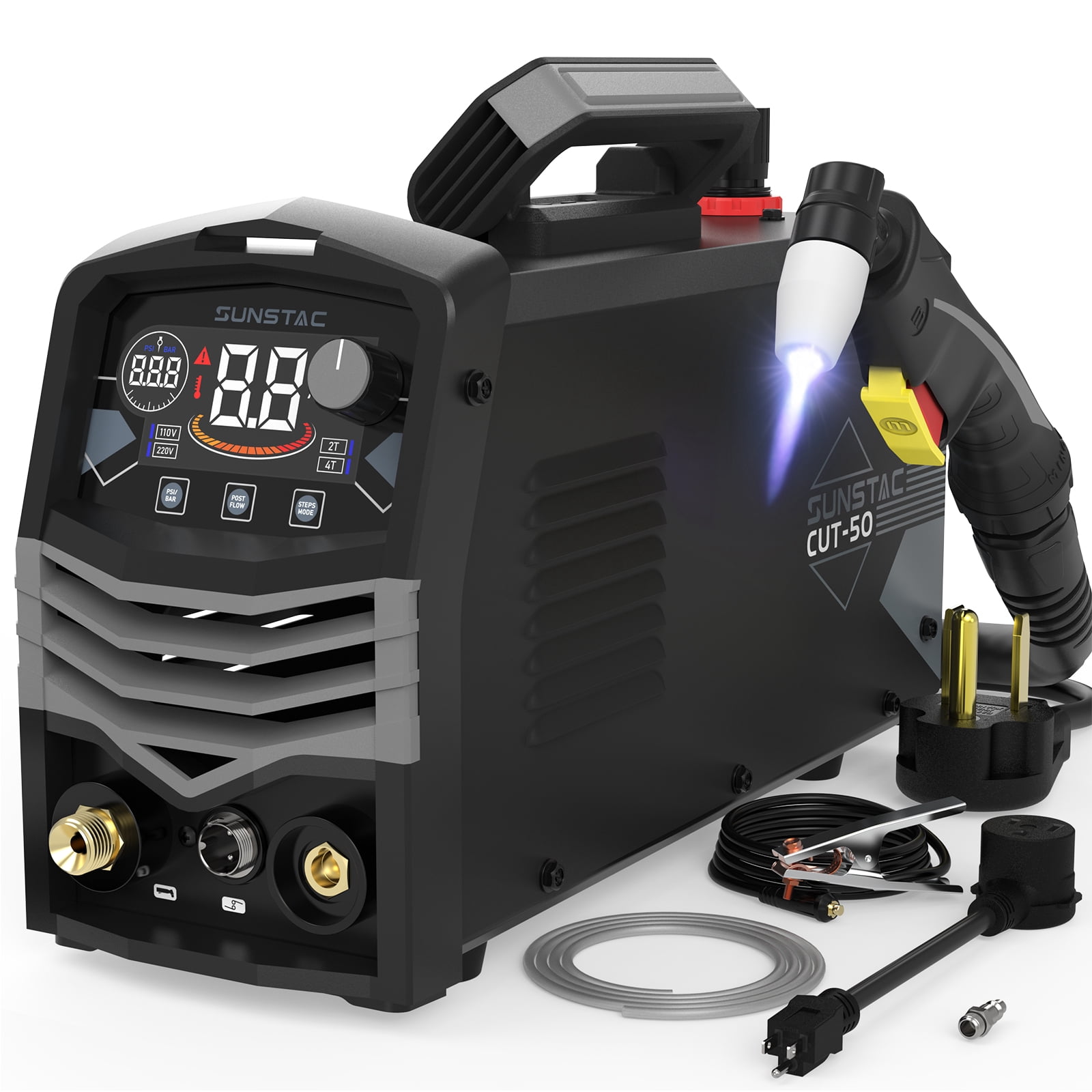 50A Plasma Cutter, High Frequency, 110/220V, 5/8 Inch Max Cut , LCD ...