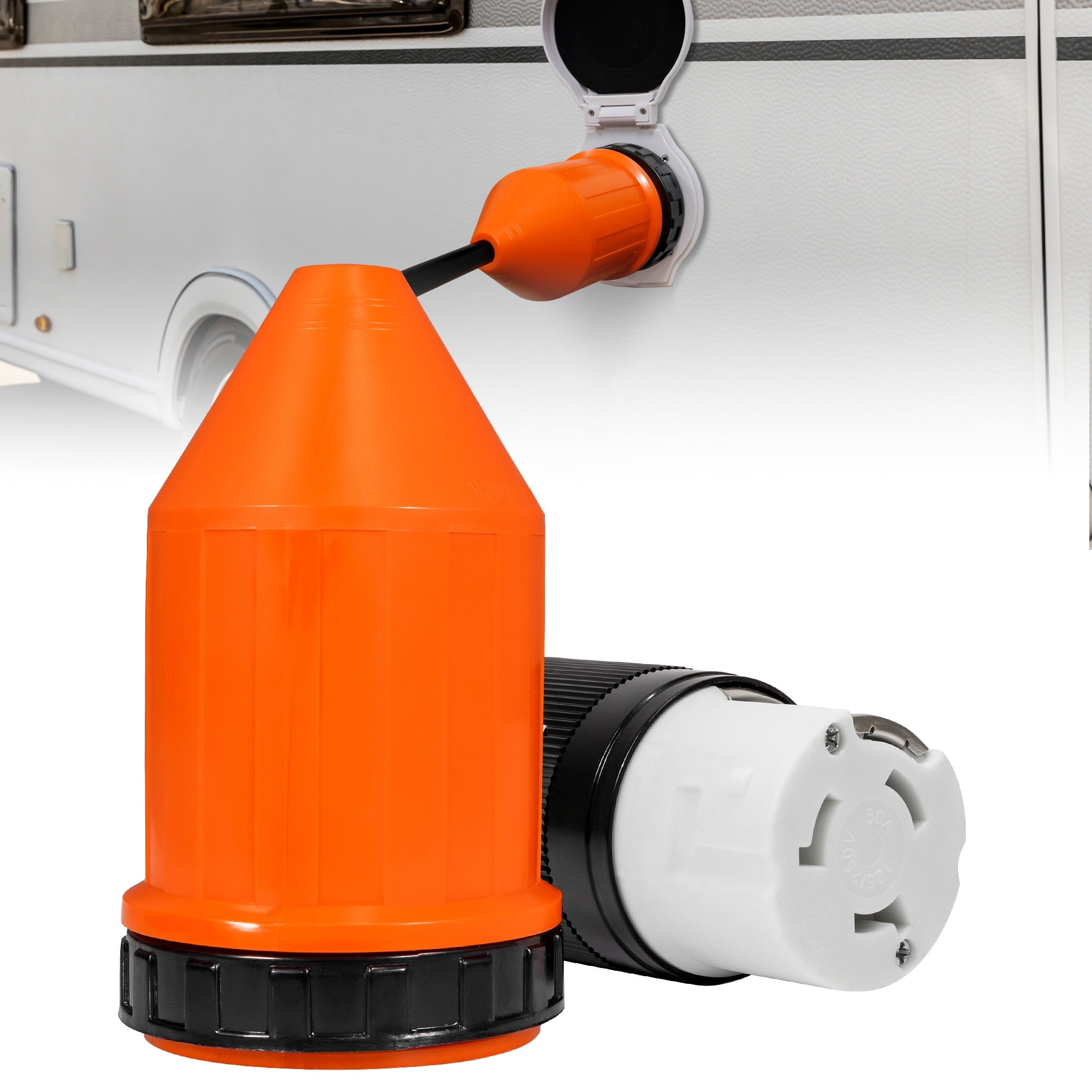 50A RV Power Cord Connector Kit w/ Cord Boot Protector & Receptacle ...