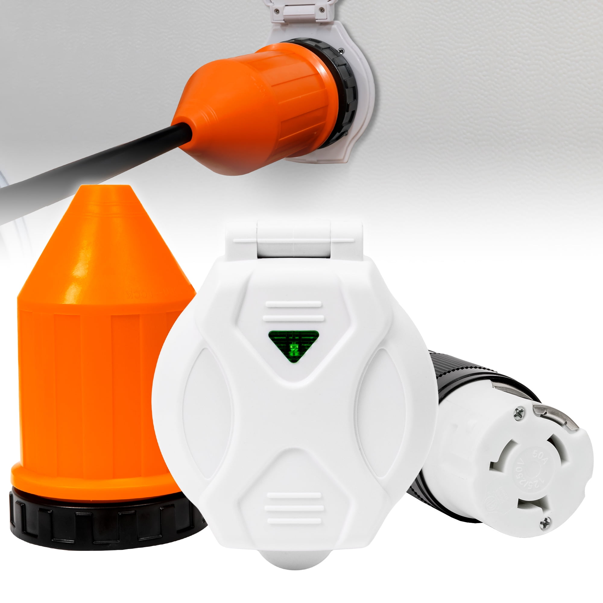 50A RV Power Inlet Shore Power Supply Kit w/ Cord Boot Protector ...