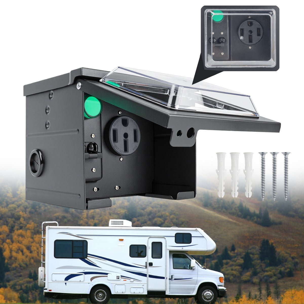 50A RV Power Outlet Box 125/250V Electrical Outdoor Receptacle NEMA 14 ...