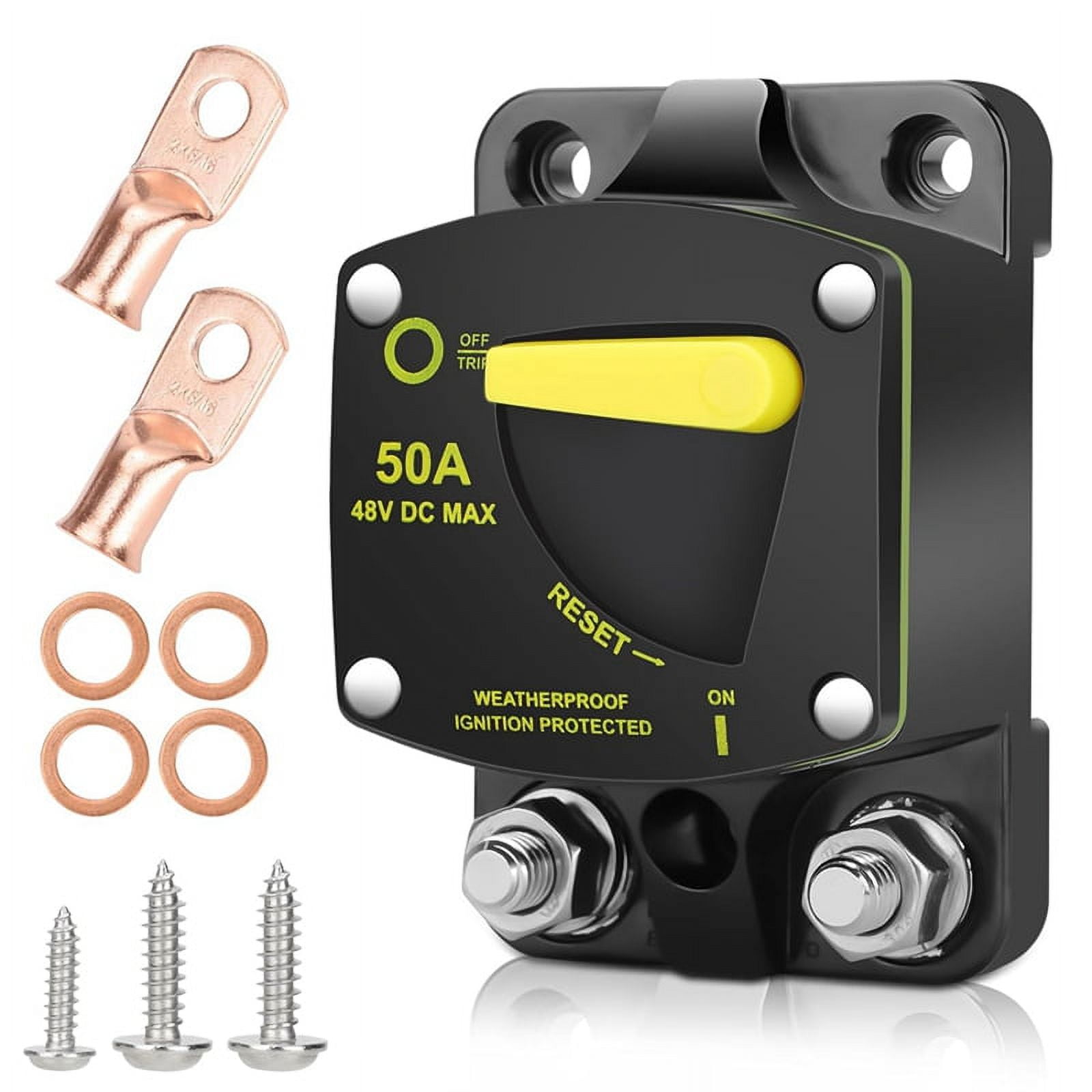 50Amp Circuit Breaker W/Manual Reset Switch DC 12-48V High Amperage,W ...