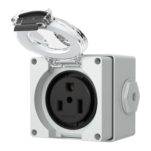 50Amp Power Outlet Box,NEMA 5-50R Receptacle 125Volt,Outdoor dustproof ...