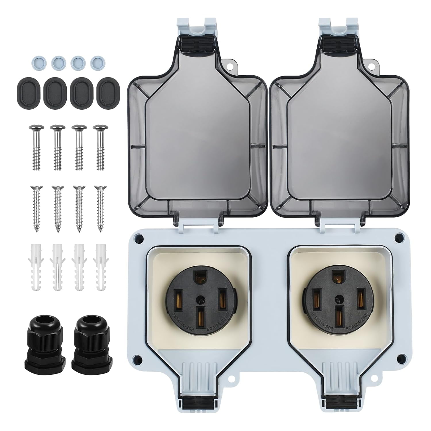 50Amp RV Power Outlet Box,125/250Volt NEMA 14-50R Receptacle 220V ...