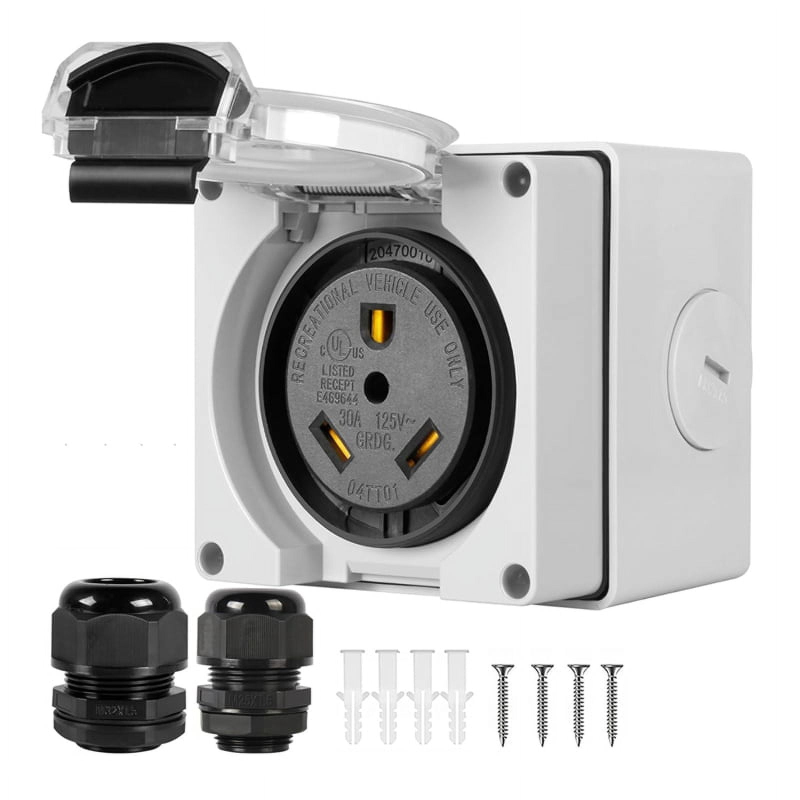 50Amp RV Power Outlet Box,125/250Volt NEMA 14-50R Receptacle,Outdoor ...