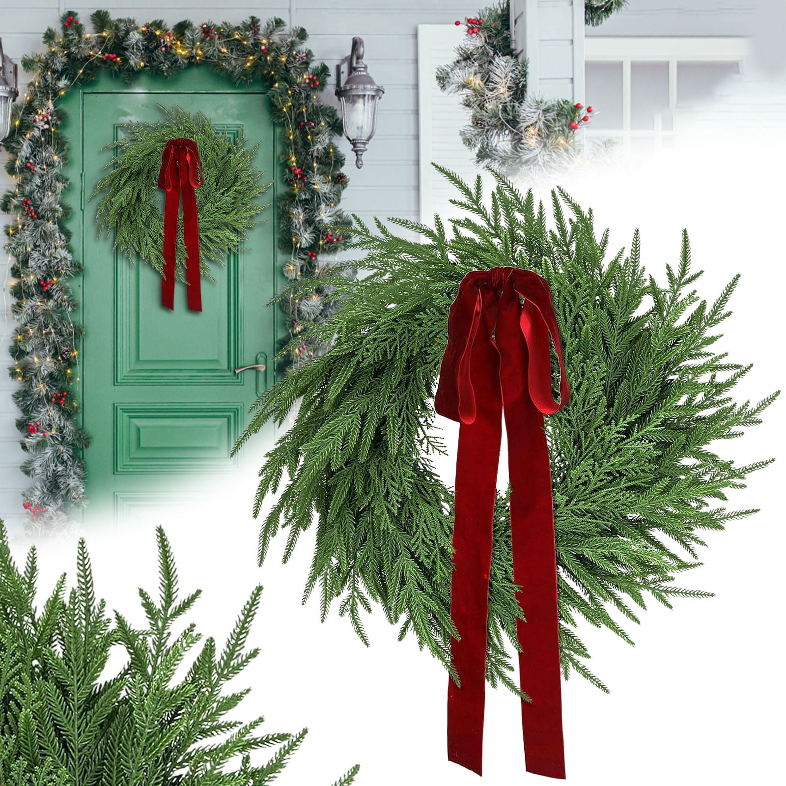 50CM Christmas Wreath Garland, Festive Holiday Decor for Doors, Windows ...