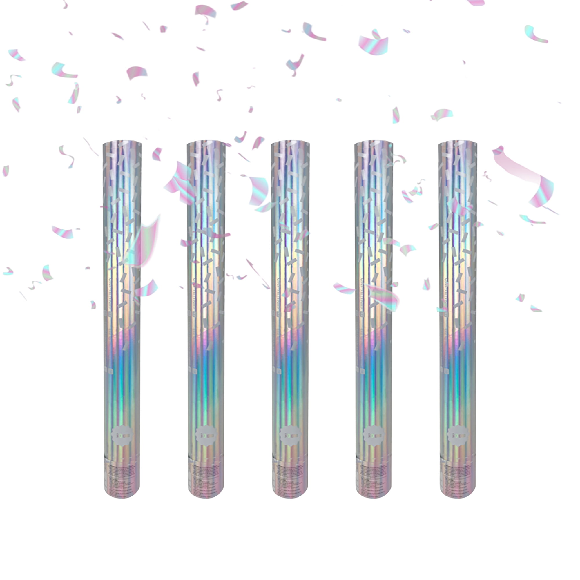 50CM Iridescent Silver Confetti Cannons, Air-Powered Party Poppers for ...