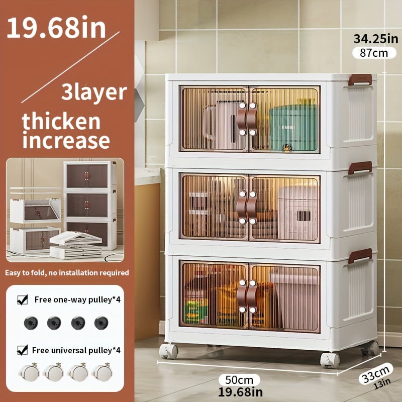 50Cm Foldable Storage Box with Lid, 5-Tier Large Double Door Organizer ...