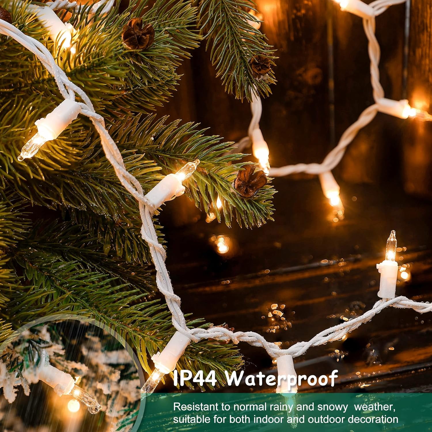 50Count Blue Christmas Lights, Green Wire 13Ft Incandescent Traditional ...